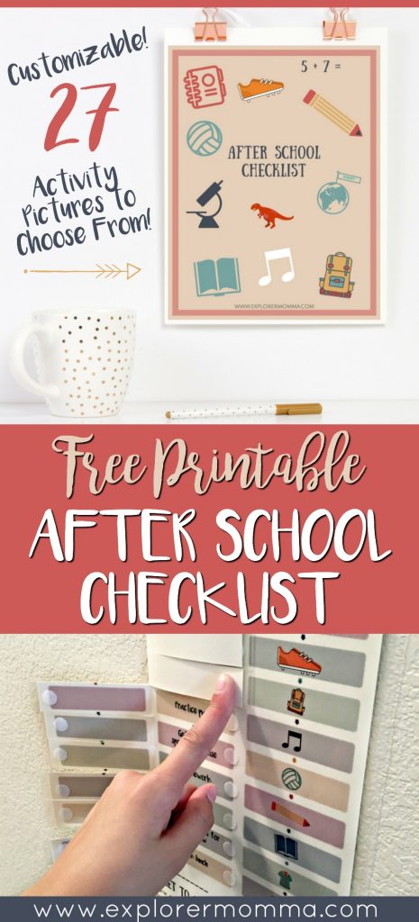 Free Printable After School Checklist - Explorer Momma