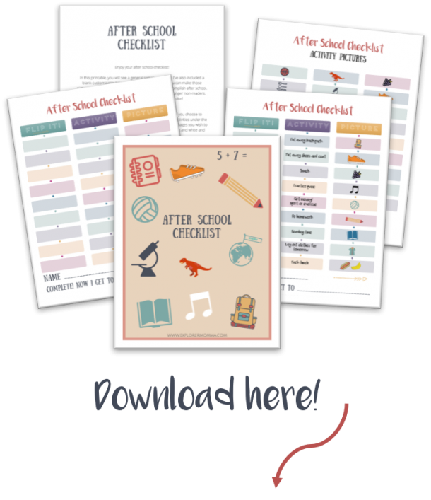 Free Printable After School Checklist - Explorer Momma